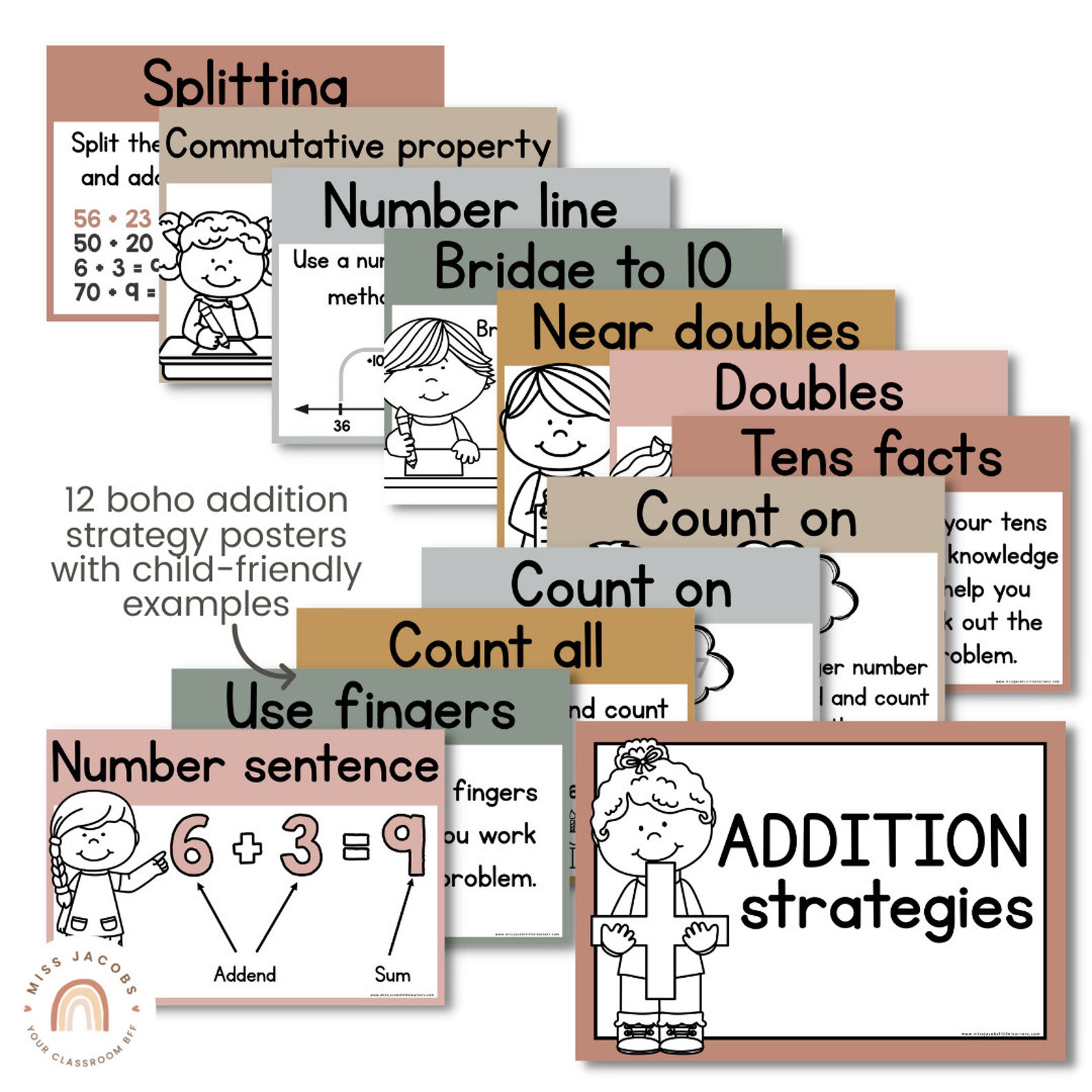 NEUTRAL Math Posters Bundle Boho Color Palette Neutral - Etsy