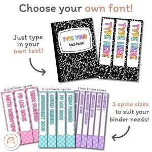 Cutesy Binder Covers and Spines, Colorful Binder Spines Templates ...