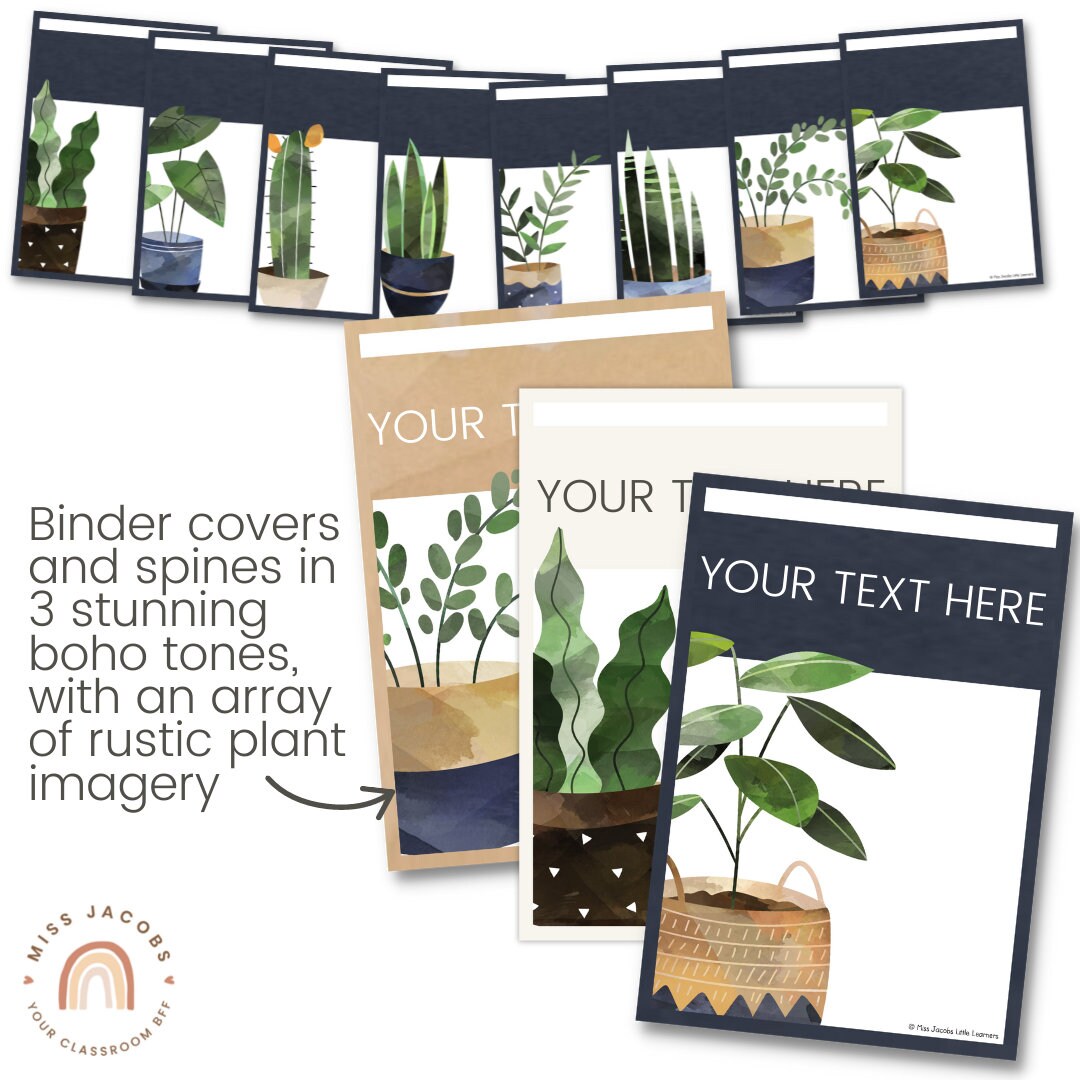 Boho Plants Binder Covers & Spines Rustic Boho Classroom - Etsy