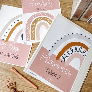 BOHO RAINBOW Binder Covers and Spines | Editable | Neutral Rainbow ...