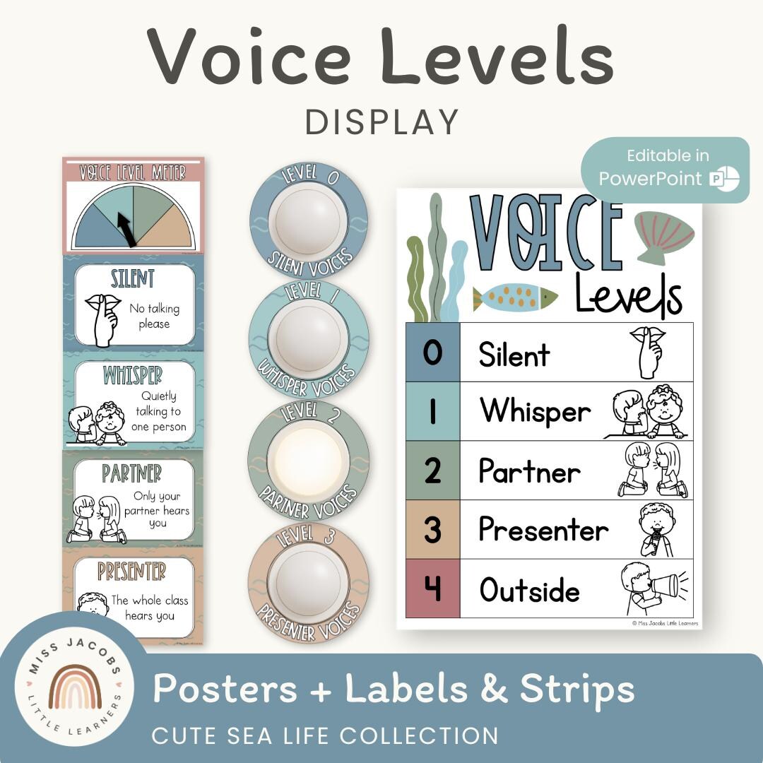 Editable Voice Levels Display | Push Light Noise Levels | Cute Sea Life ...