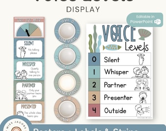Editable Voice Levels Display | Push Light Noise Levels | Cute Sea Life ...