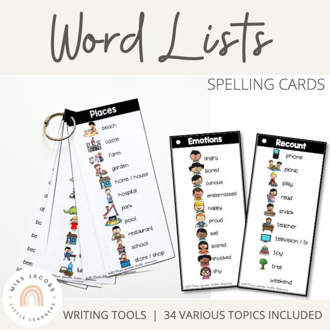 Word Lists | Writing Center Tools - Etsy