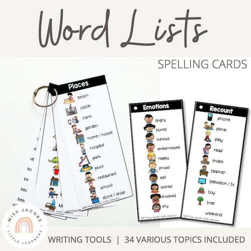 Word Lists Writing Center Tools - Etsy