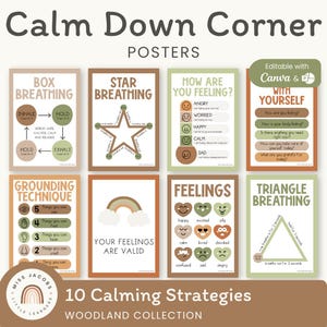 Woodland Calm Down Corner Posters, Printable SEL Calming Classroom ...