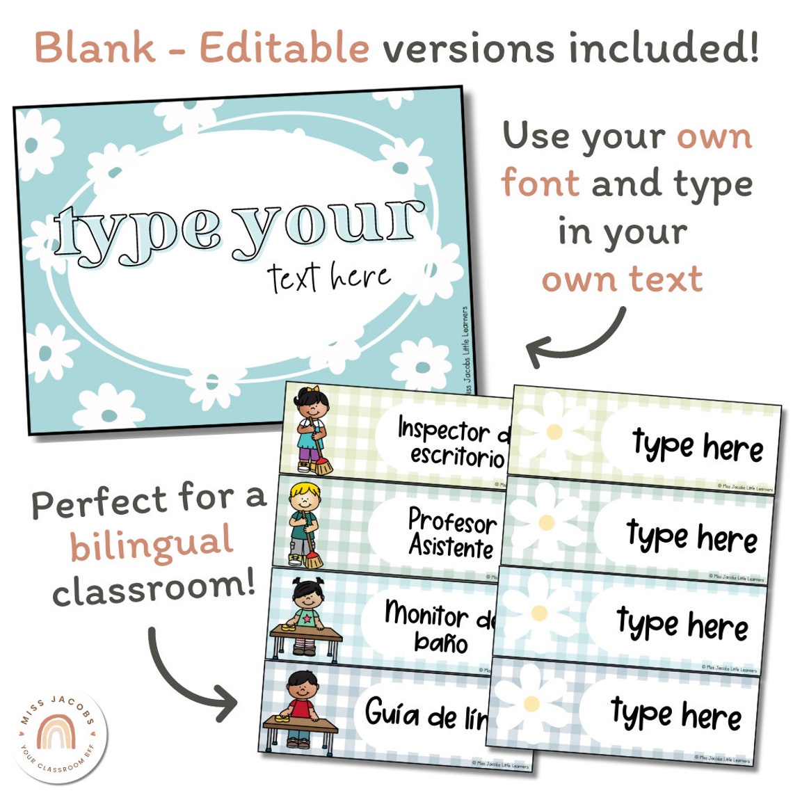 Classroom Jobs Display | Daisy Gingham Pastels Classroom Decor ...