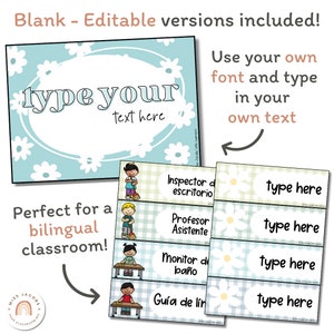 Classroom Jobs Display | Daisy Gingham Pastels Classroom Decor ...