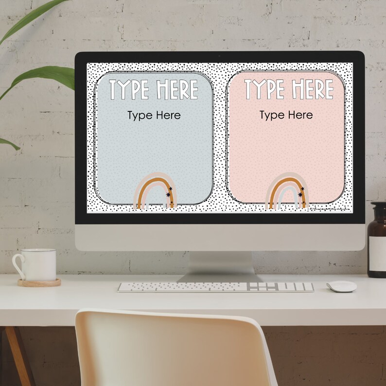 Boho Rainbow Daily Morning Teacher Slides With Timers, Editable Neutral ...