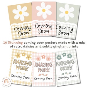 Amazing Work Coming Soon Posters | Daisy Gingham Neutrals Classroom ...