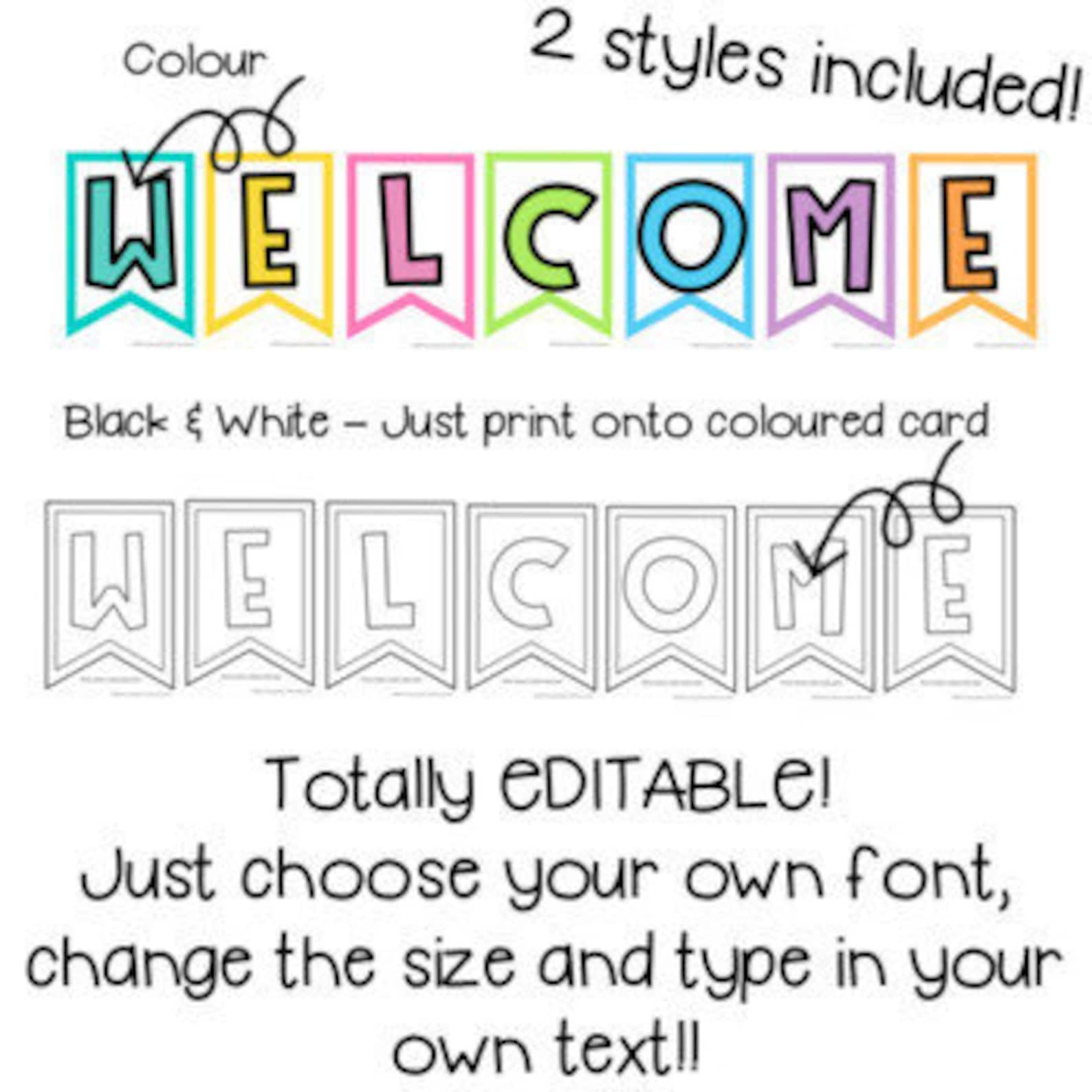 RAINBOW BRIGHTS Bunting Letters & Welcome Banner | Editable | Rainbow ...
