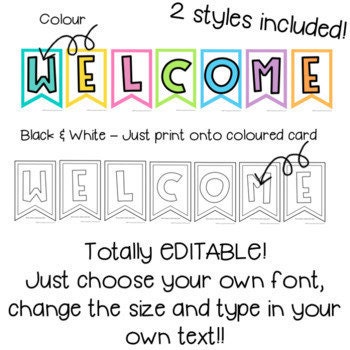 RAINBOW BRIGHTS Bunting Letters & Welcome Banner Editable - Etsy