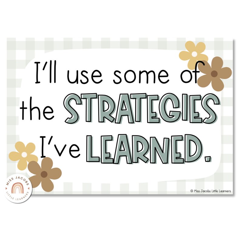 Modern Growth Mindset Display | Daisy Gingham Neutral Classroom Decor ...