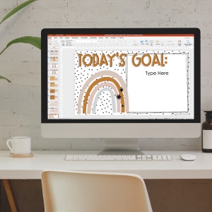 Boho Rainbow Daily Morning Teacher Slides With Timers, Editable Neutral ...