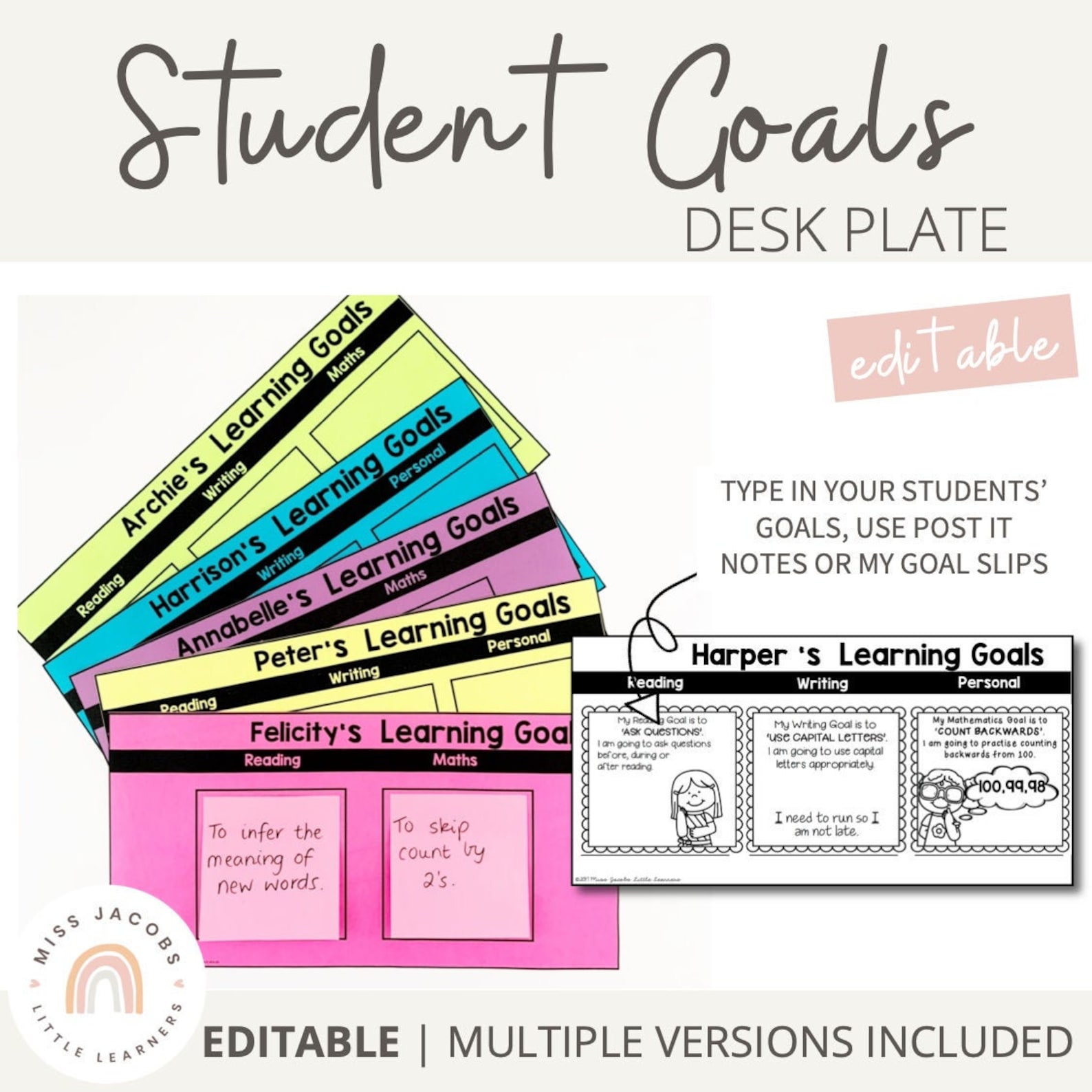 Student Goals Mat | Editable - Etsy