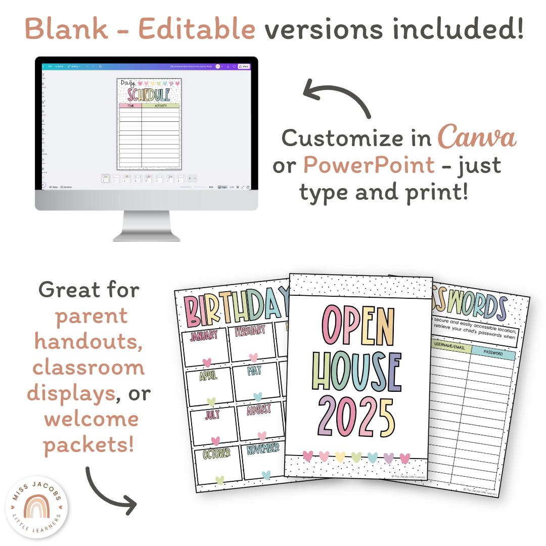 Open House Forms Bundle Spotty Pastel, Back to School Night Templates ...