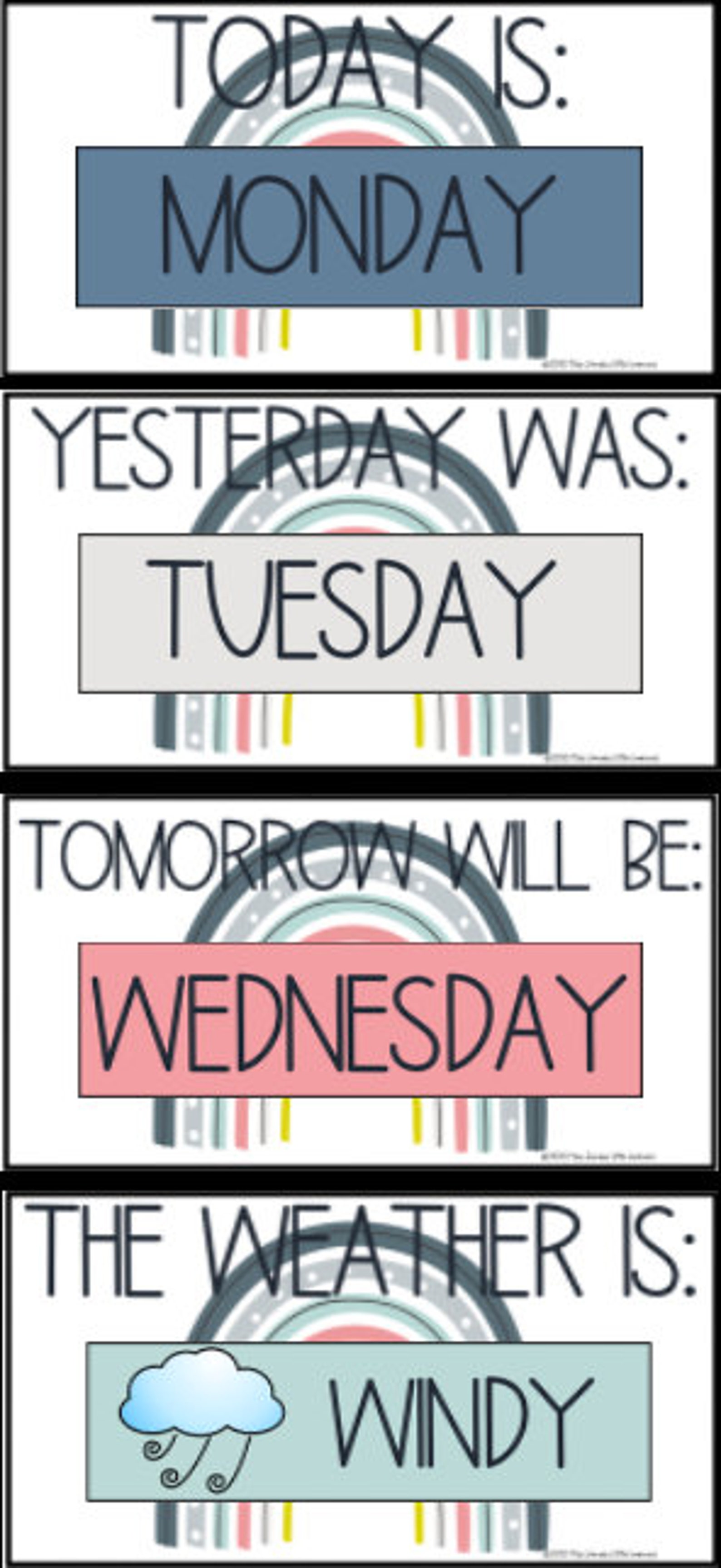 MODERN RAINBOW Classroom Calendar and Weather Display Editable Calm ...