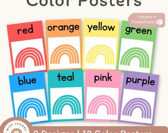 Shape Posters | Modern Boho Rainbow | Calm Classroom Decor | Editable ...