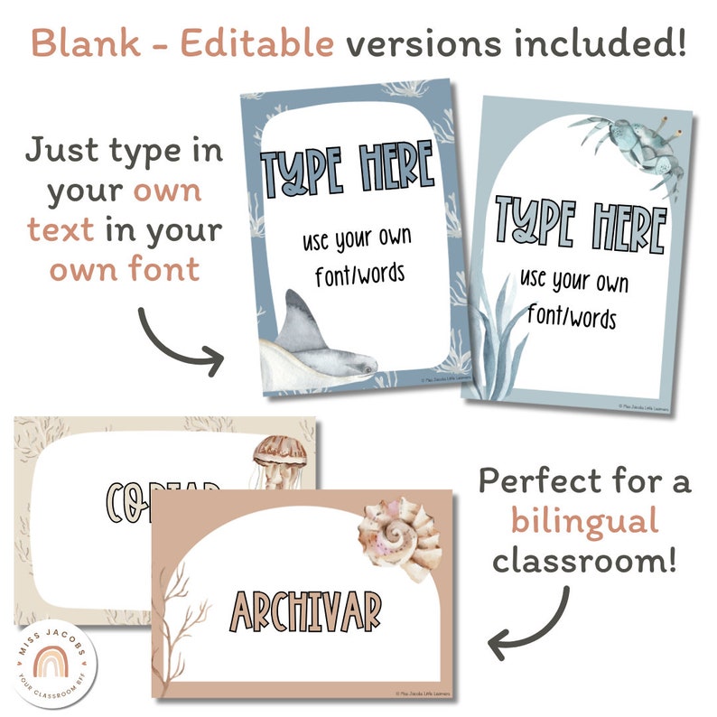 Editable Classroom Posters | Modern Ocean Classroom Decor - Etsy Australia