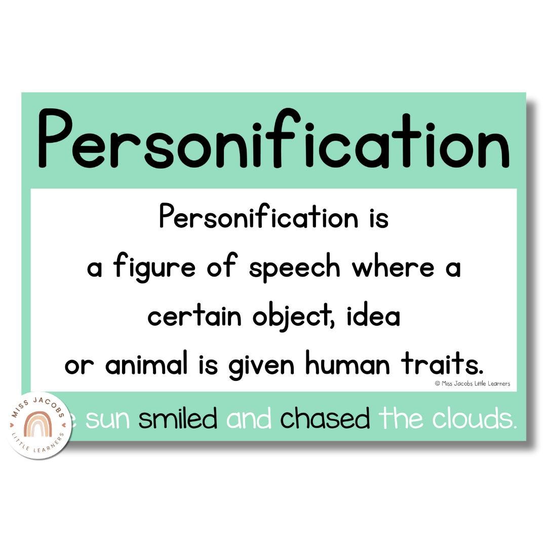 Cutesy Figurative Language Posters, Printable ELA Anchor Charts ...