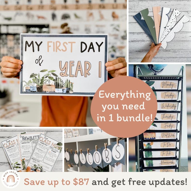 Boho Plants Classroom Decor Bundle | Rustic Modern Boho Decor ...