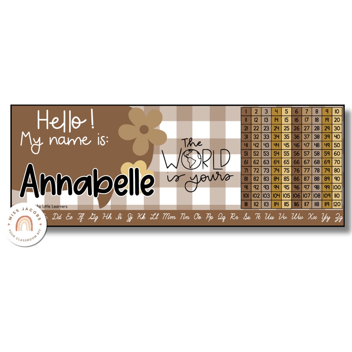 Student Name Tags and Goals Desk Plates | Alphabet and Number Line ...