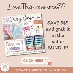 Binder Covers and Spines Daisy Gingham Pastels Classroom Decor Editable ...