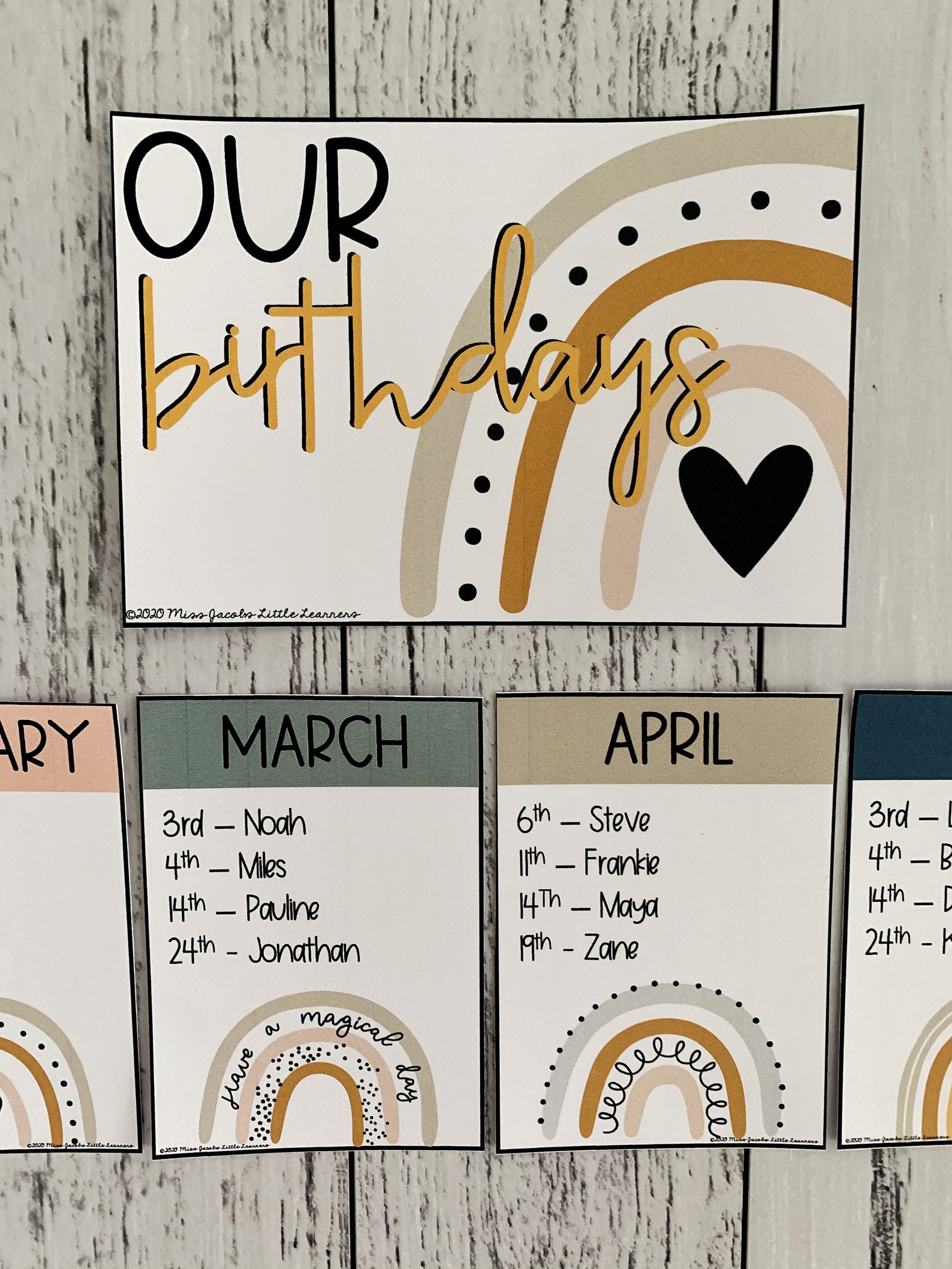 BOHO RAINBOW Birthday Chart Editable Neutral Rainbow | Etsy