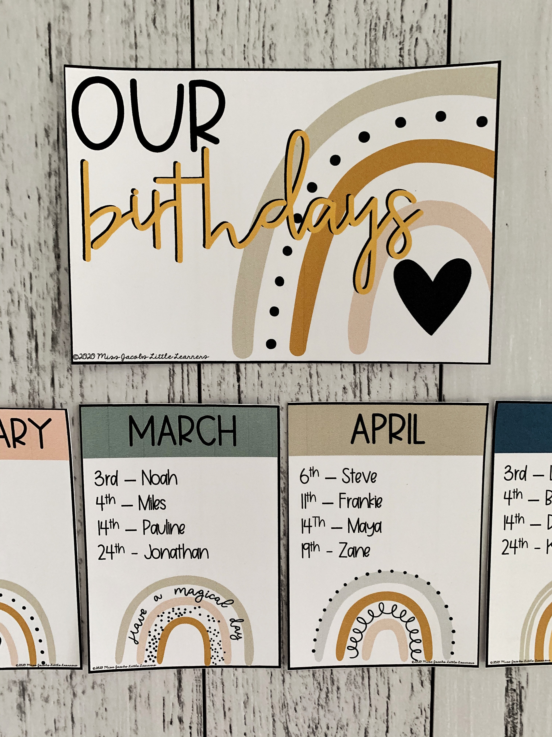 BOHO RAINBOW Birthday Chart Editable Neutral Rainbow | Etsy