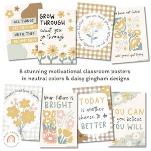 Motivational Classroom Posters Growth Mindset Bulletin Board Daisy ...