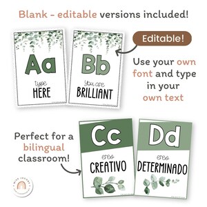 Botanical Affirmation Alphabet Posters, Editable Eucalyptus Alphabet ...