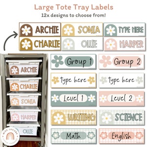 Classroom Supply Labels and Student Name Tags Bundle | Daisy Gingham ...