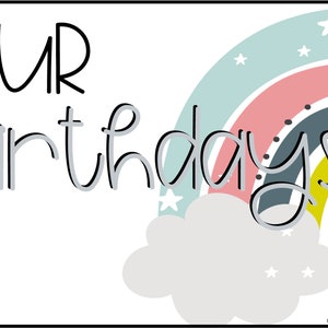 MODERN RAINBOW Birthday Display | Editable | Calm Colors Classroom ...