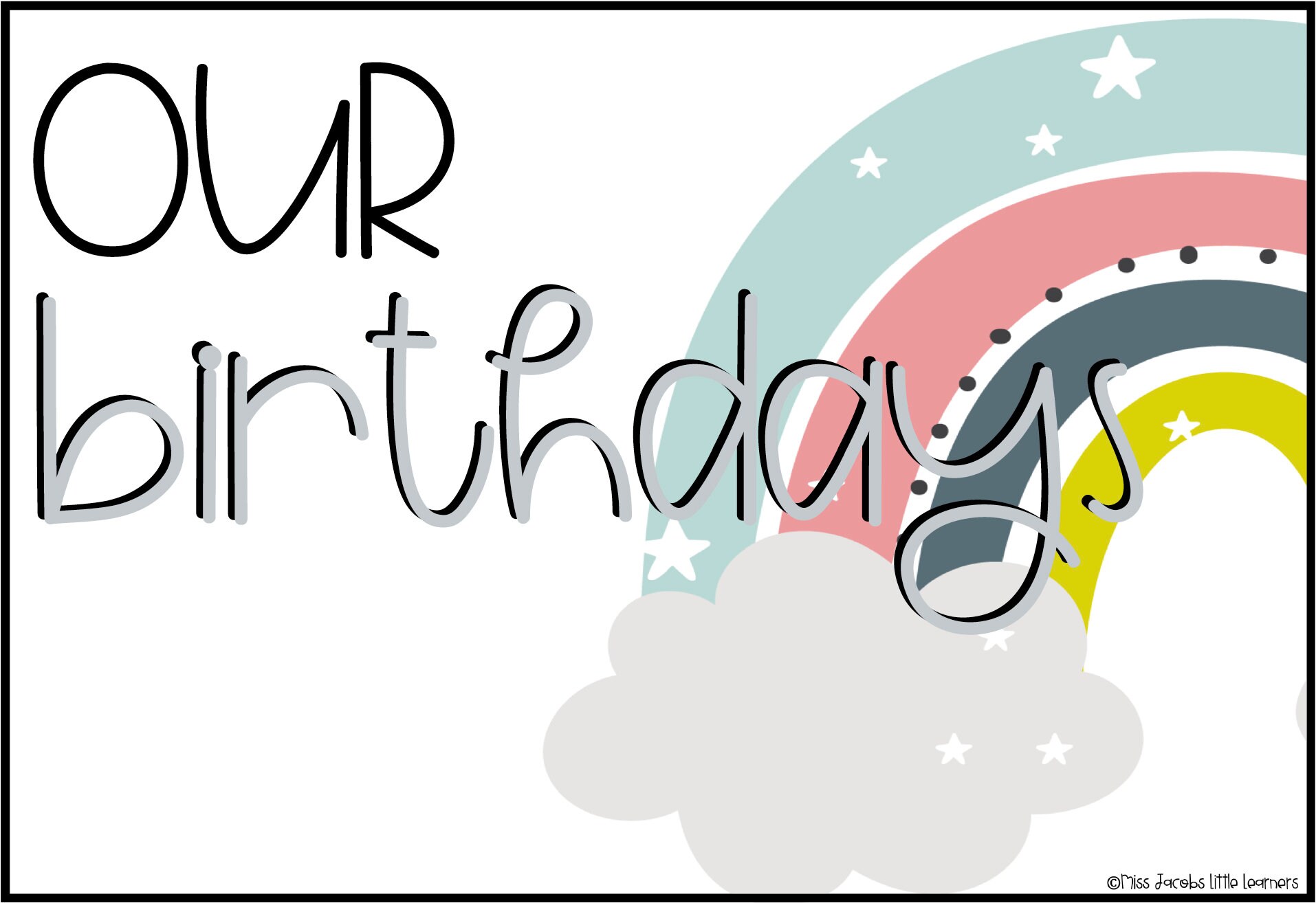 MODERN RAINBOW Birthday Display Editable Calm Colors - Etsy