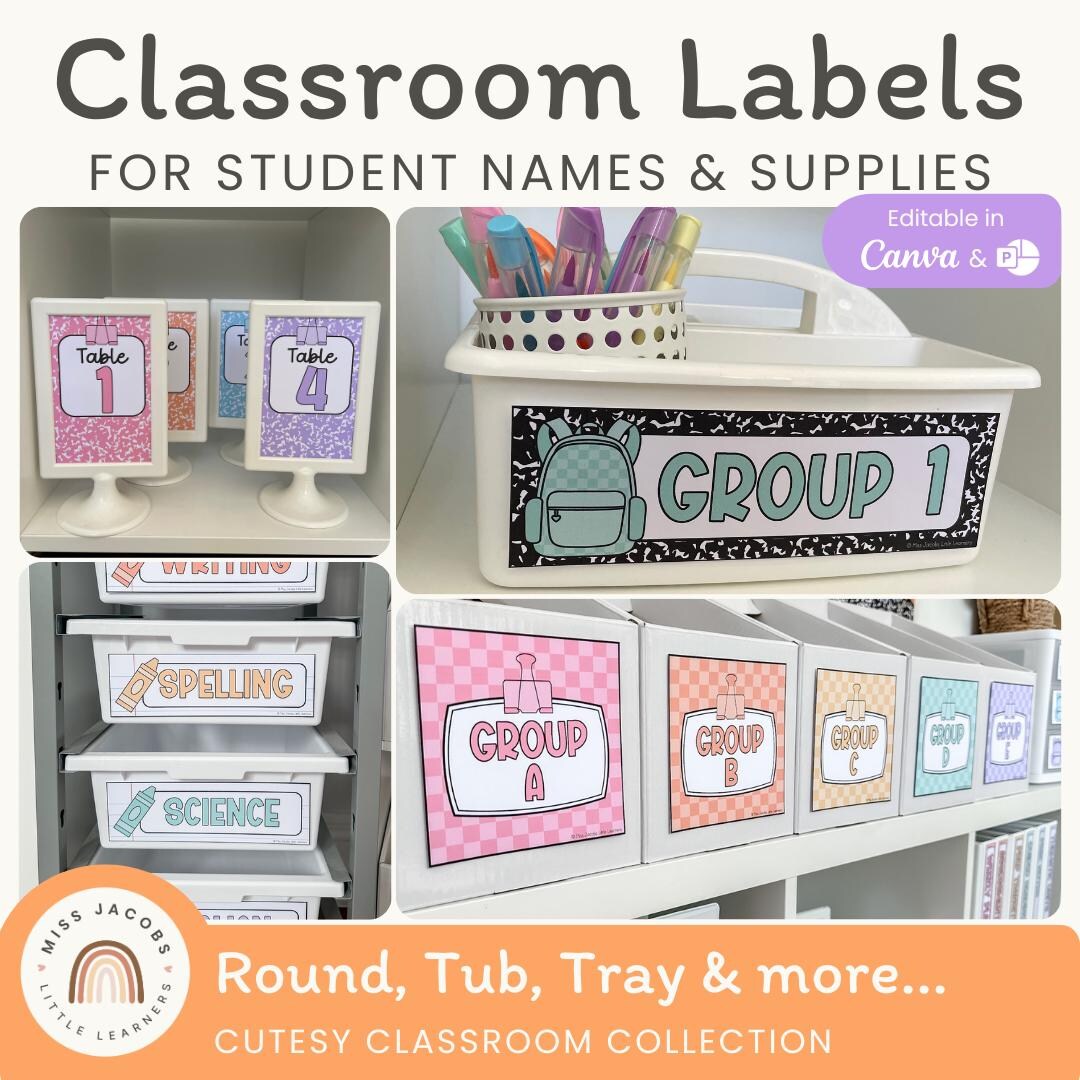 Cutesy Classroom Labels, Editable Student Names and Supplies, Bilingual ...