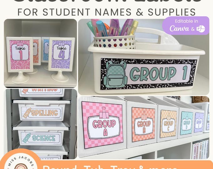 Cutesy Classroom Labels, Editable Student Names and Supplies, Bilingual ...