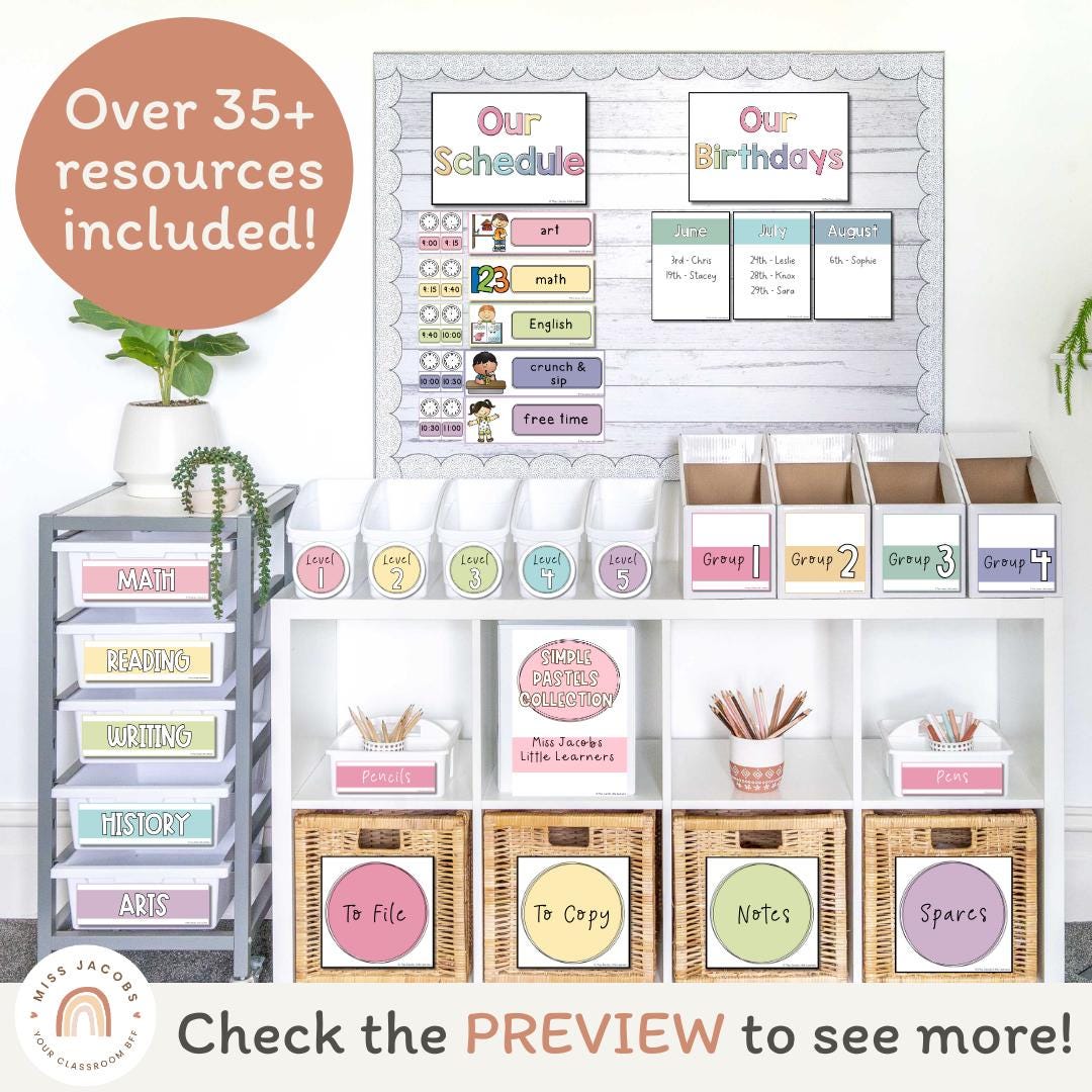 PASTELS Classroom Decor Bundle | Muted Rainbow Decor | Editable - Etsy