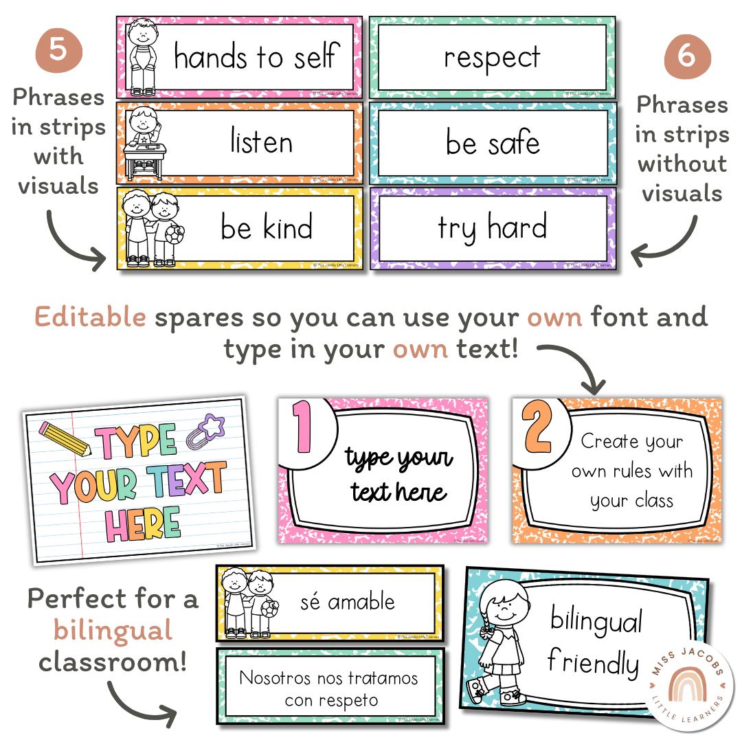 Cutesy Classroom Rules and Expectations Posters, Editable Rules for ...