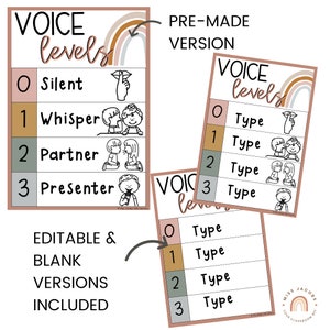 Boho Rainbow Voice Noise Level Display | EDITABLE Classroom Teacher ...