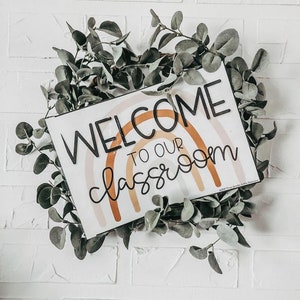 BOHO RAINBOW Welcome Sign | Editable | Neutral Rainbow Classroom Decor ...