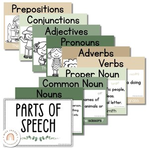 Parts of Speech Posters, Modern Botanical Grammar Anchor Charts ...