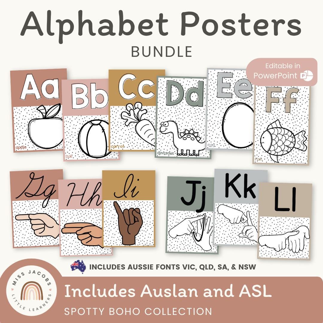 Alphabet Posters | SPOTTY BOHO Classroom Decor | Editable - Etsy Canada