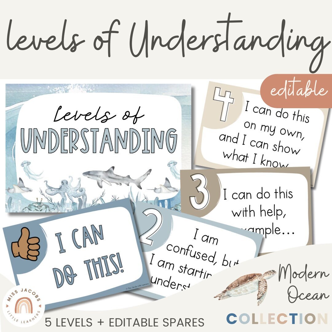 Levels of Understanding Posters With Visuals Modern Ocean Decor ...