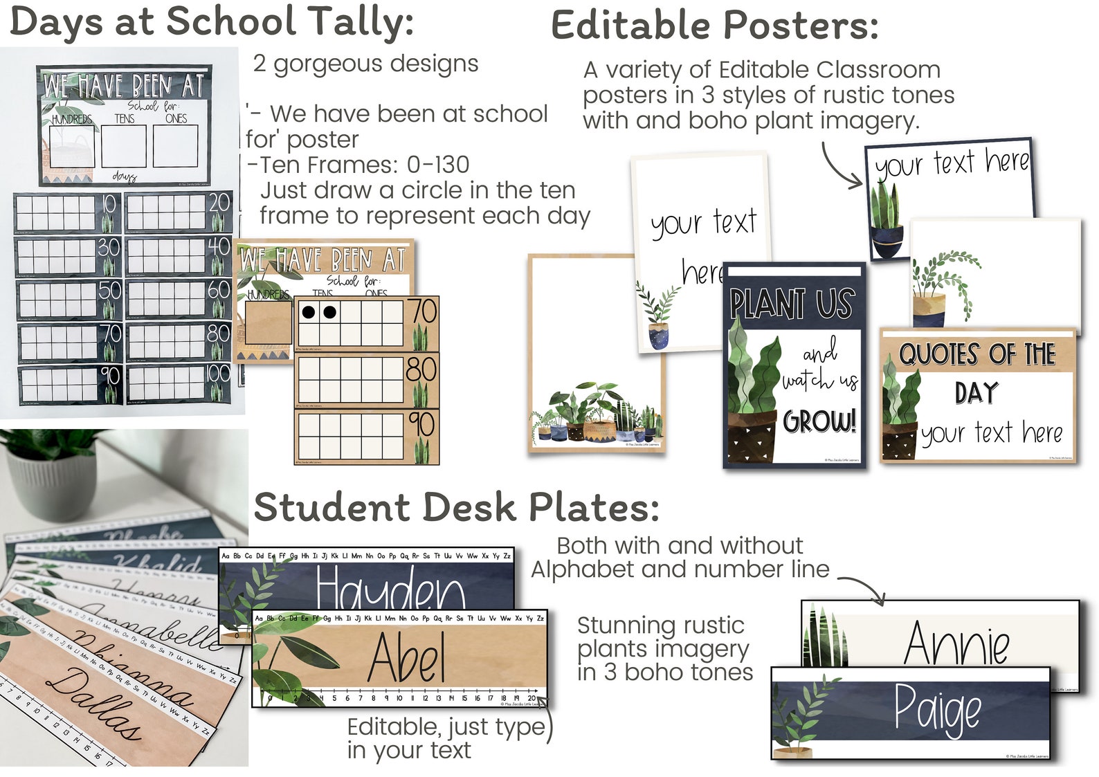 Boho Plants Classroom Decor Bundle Rustic Modern Boho Decor - Etsy