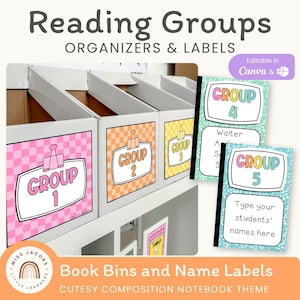 Cutesy Reading Groups Organizers & Labels, Editable Book Box Labels ...