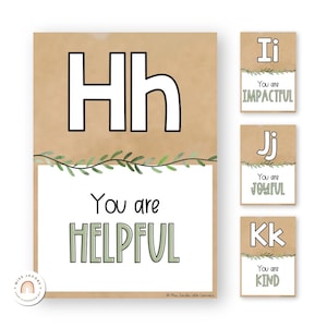 Affirmation Alphabet Posters, Boho Plants Classroom Wall Decor ...