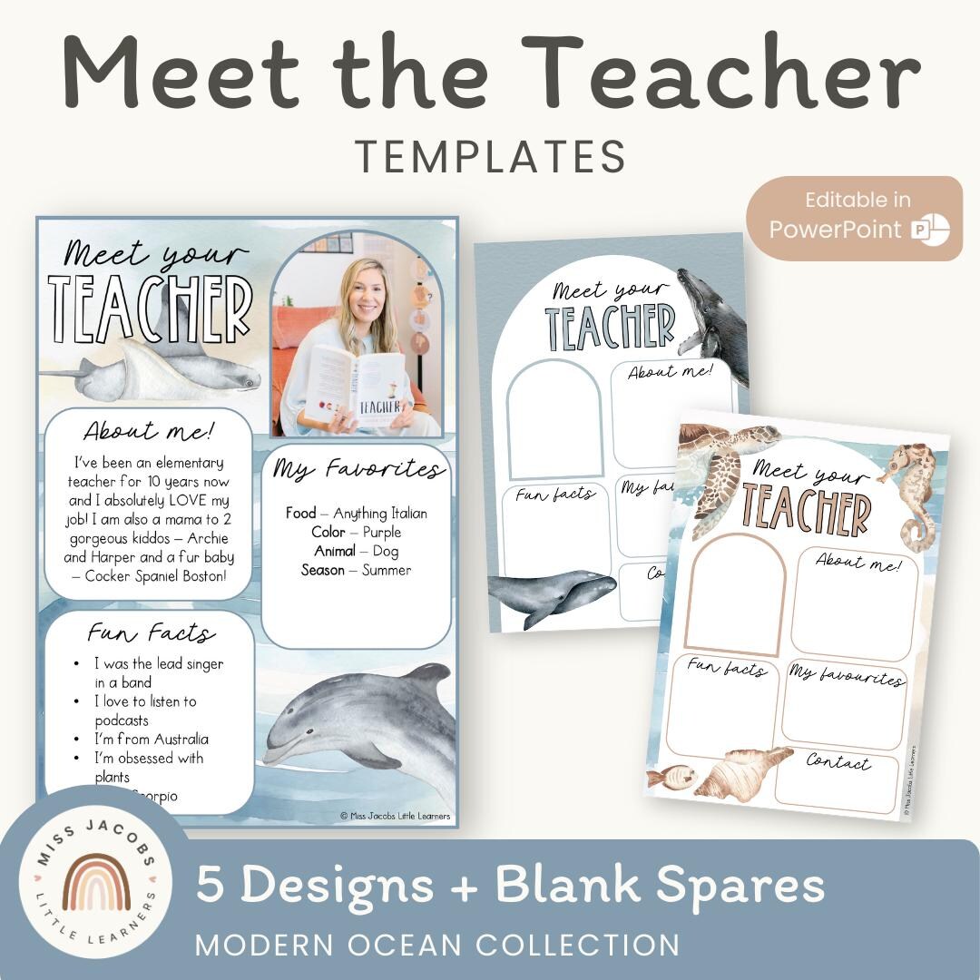 Meet the Teacher Templates | Modern Ocean Classroom Decor | Editable - Etsy