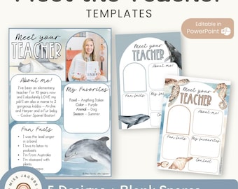 Meet the Teacher Templates | Modern Ocean Classroom Decor | Editable - Etsy