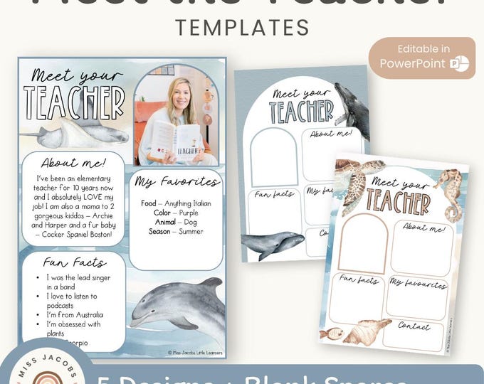 Meet the Teacher Templates | Modern Ocean Classroom Decor | Editable - Etsy