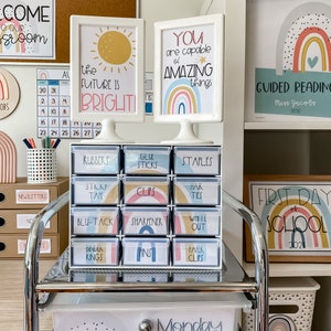 MODERN RAINBOW Classroom Decor Bundle Editable Calm Colors Classroom ...