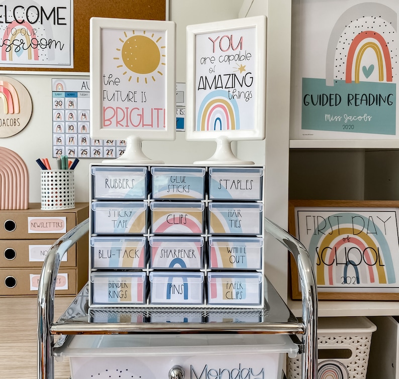 MODERN RAINBOW Classroom Decor Bundle Editable Calm Colors - Etsy